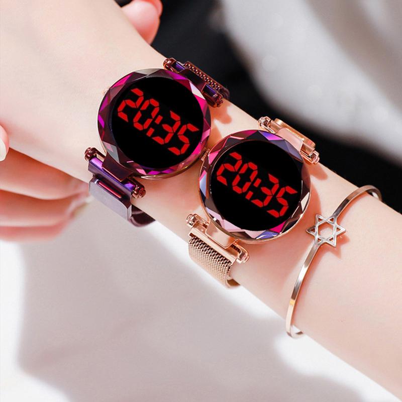 Buy Women Touch Screen LED Watches Magnetic Stainless Steel Female ...