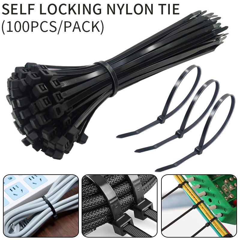Buy Fashion New 100pcs Black White Nylon Plastic Cable Wire Zip Tie ...