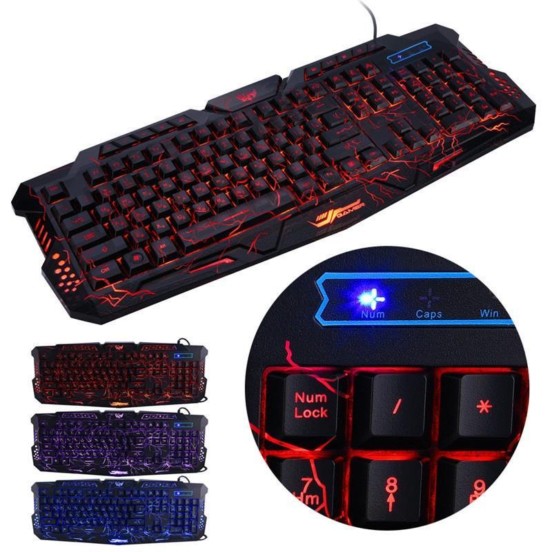 Buy Gaming Keyboard 3 Colors Backlit Crack Bilingual Wired Keyboard ...