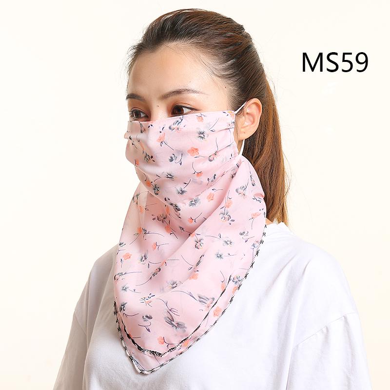 Women Chiffon Neck Scarf Face Mask Cover Sunscreen Scarves Wraps ...