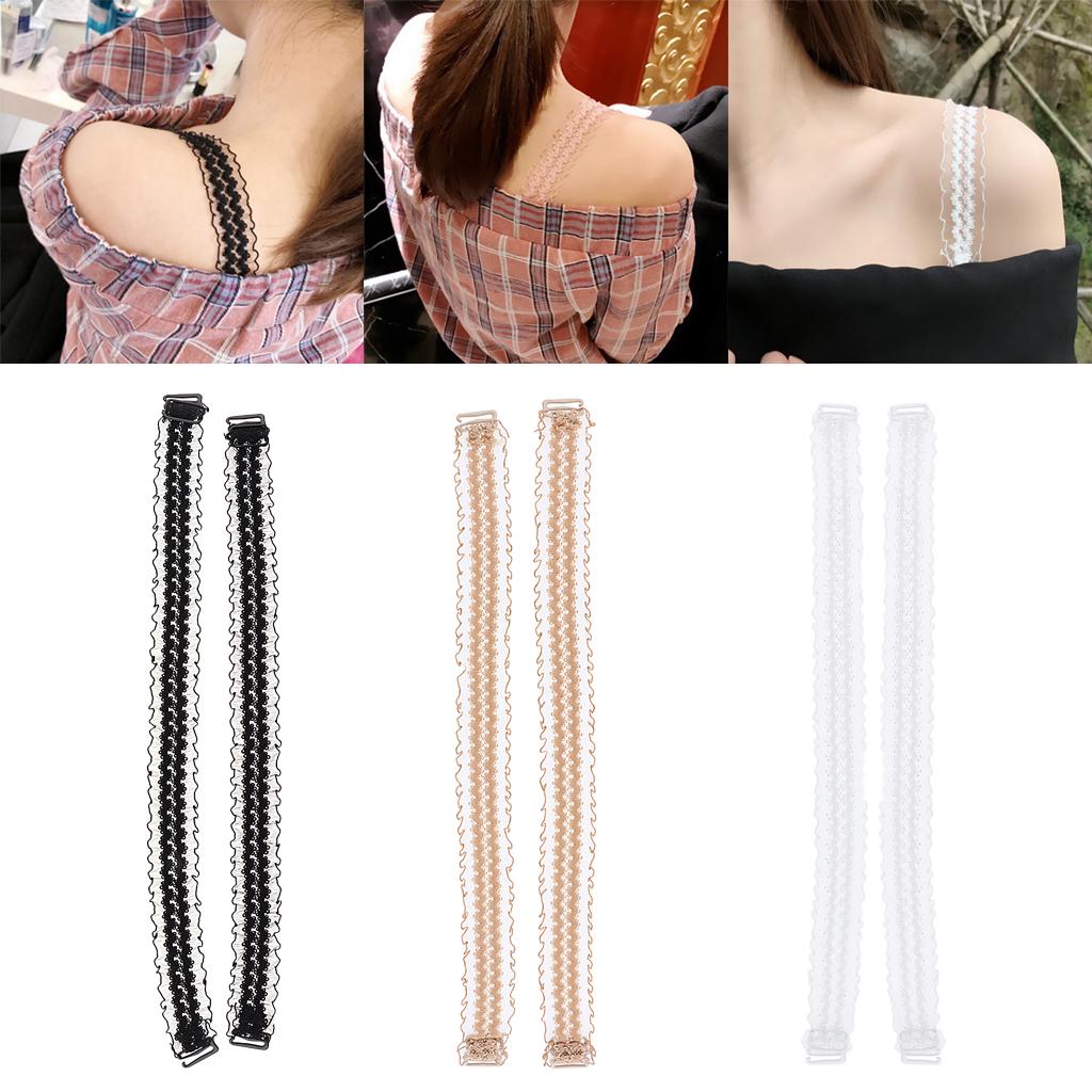 3 Pairs Womens Elastic Lace Bra Straps Nonslip Shoulder Strap ...