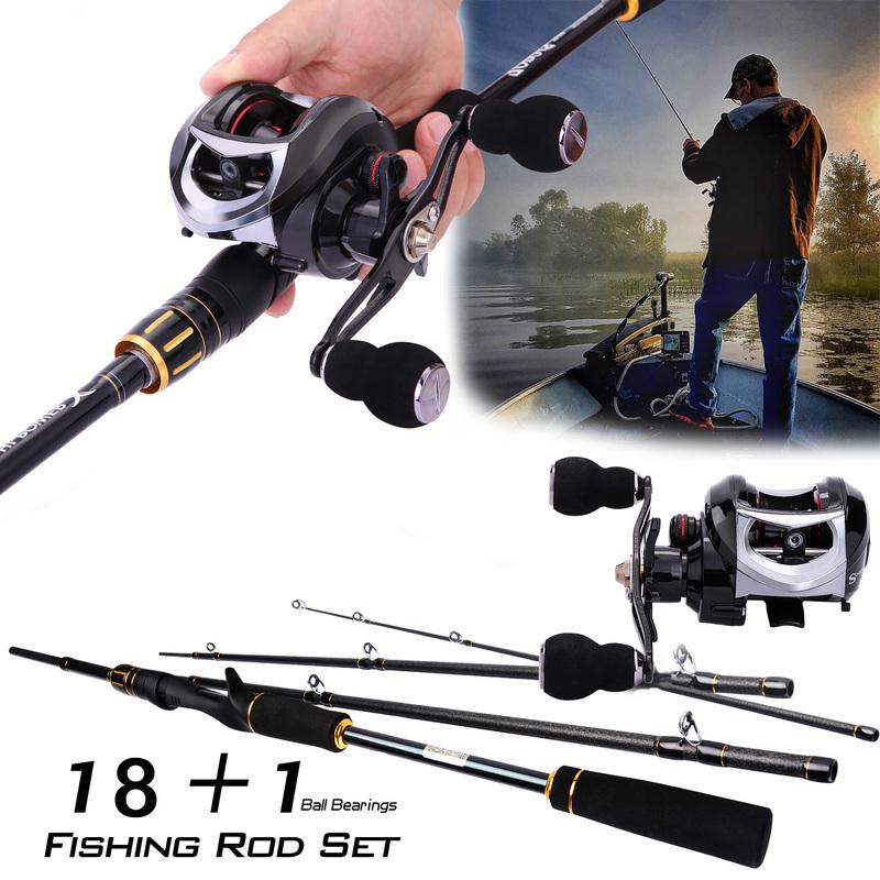 Buy 2.1m/2.4M Casting Fishing Rod Reel Combos with 4 Section Baitcaster ...