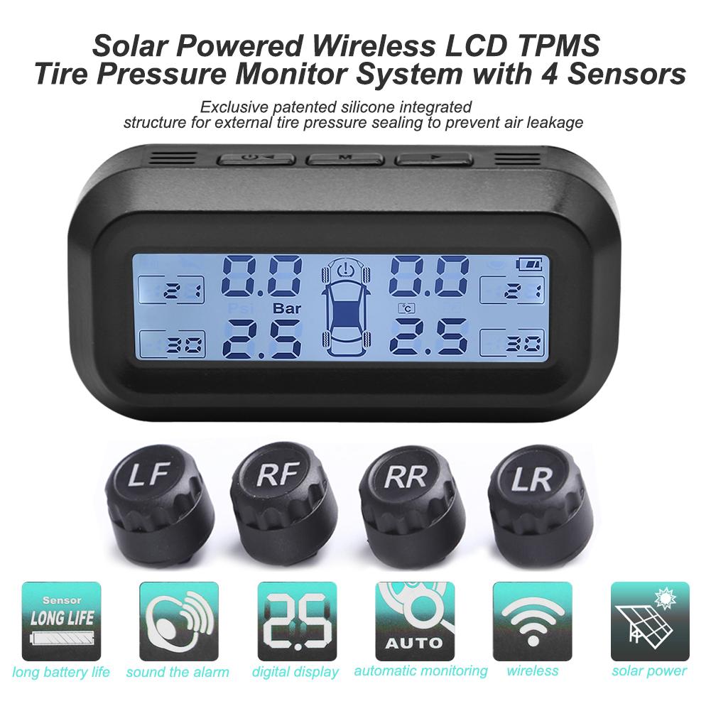 Köp Solar Wireless TPMS Car Tire Tyre Pressure Monitor Monitoring System w/4 Sensors | Joom