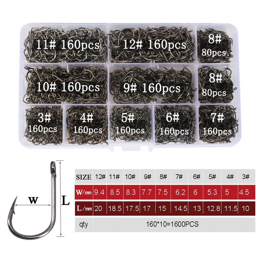 💰Kjøp 1600pcs/box High Carbon Steel ISEAMA Hook With Ring Carp Fish ...