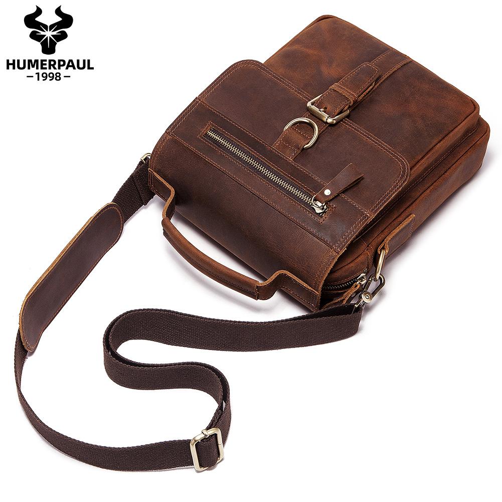 Buy HUMERPAUL Luxury Design Crazy Horse Leather Men Message Bags ...