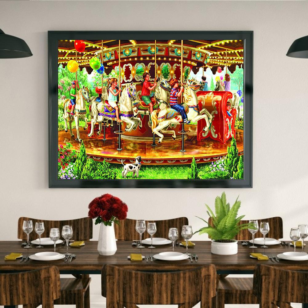 Buy 5D DIY Carousel Full Square Drill Diamond Painting Kit Artwork ...