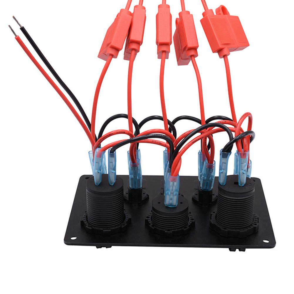 5 Gang Switch Control Panel 12V / 24V With 2 USB Charger LED Digital ...