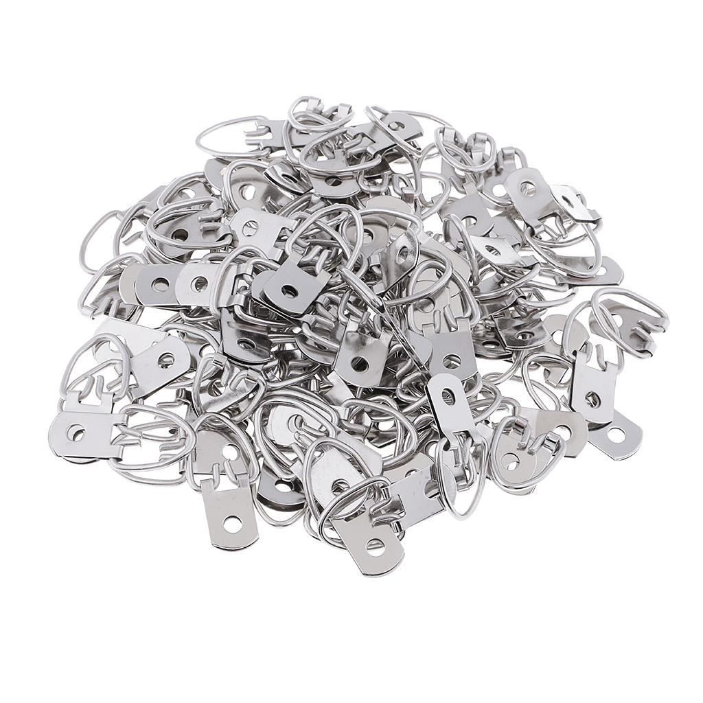Buy 100 Pcs Single Hole D Ring Picture Frames Mini Hanger Hooks 1.25 X ...