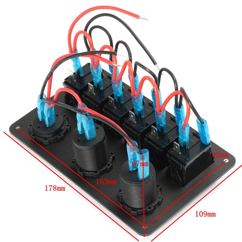 Buy 6 Gang 5 Pin 12V 24V LED Rocker Switch Panel Circuit Breaker ...