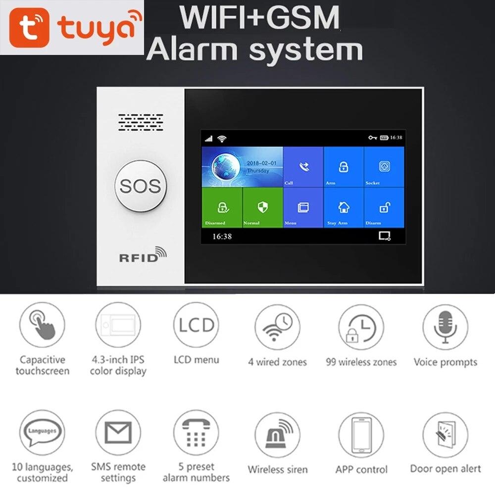 Buy 4.3 Inch 433MHZ WIFI GSM Home Wireless Security Burglar Alarm ...