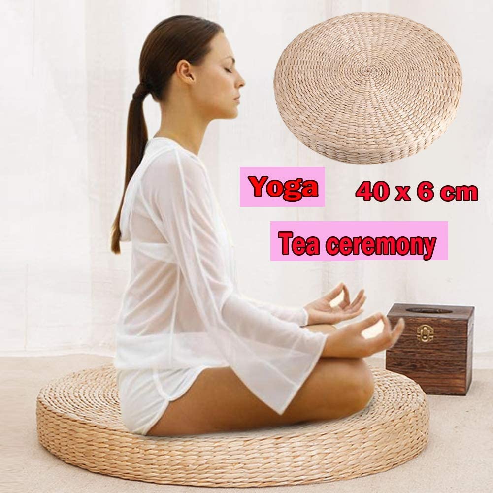 15.7inch Straw Yoga Meditation Futon Round Cushion,pouf Tatami Cushion ...