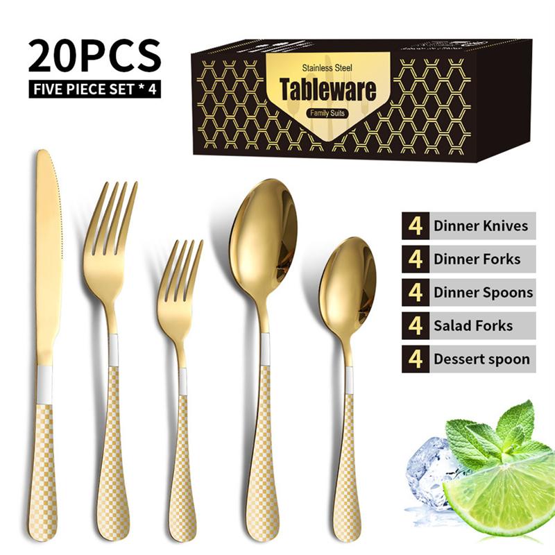 Buy 20pcs Stainless Steel Knife Fork Spoon Cutlery Set Mirror Polished ...