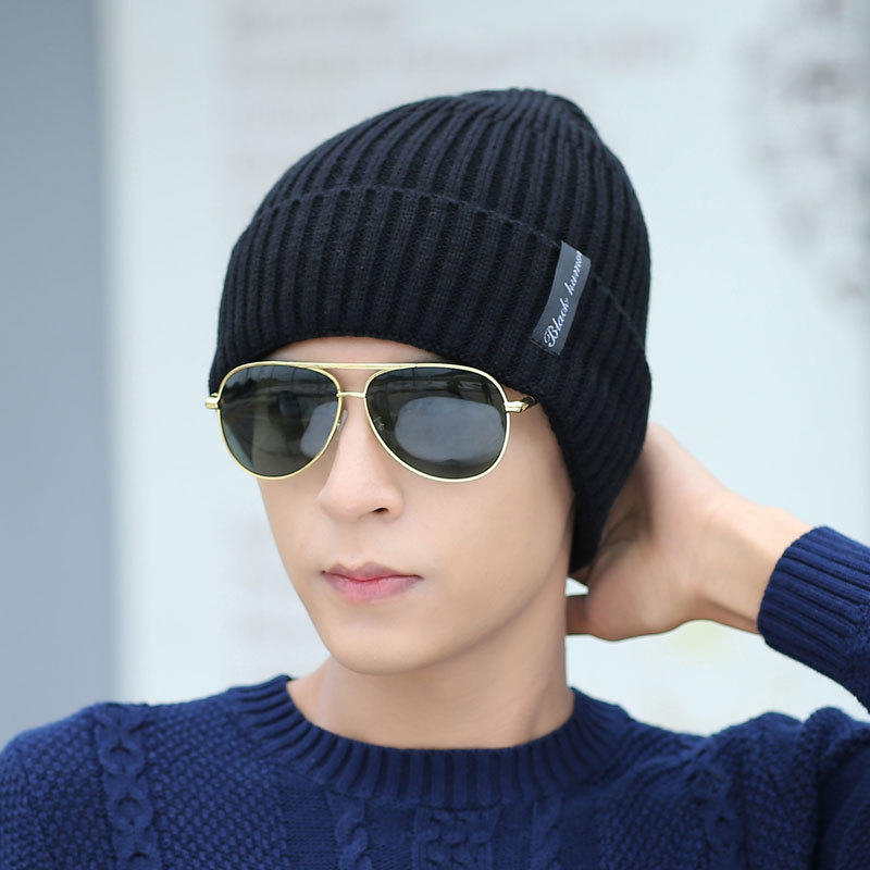 Buy 6 colors Men Wool knit hat causal outdoors caps soft comfortable ...