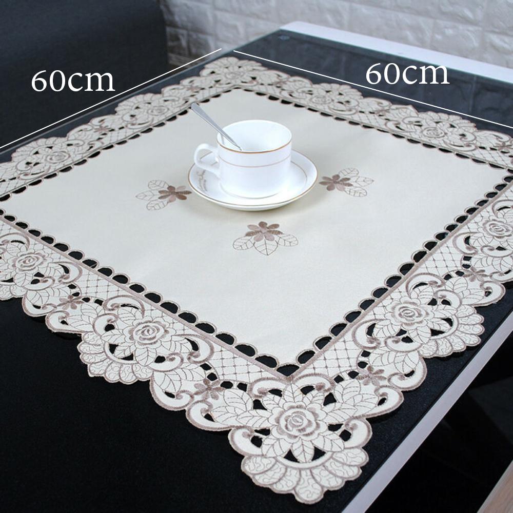 Buy White Embroidered Lace Table Runner Doilies Table Cover Mat Floral ...