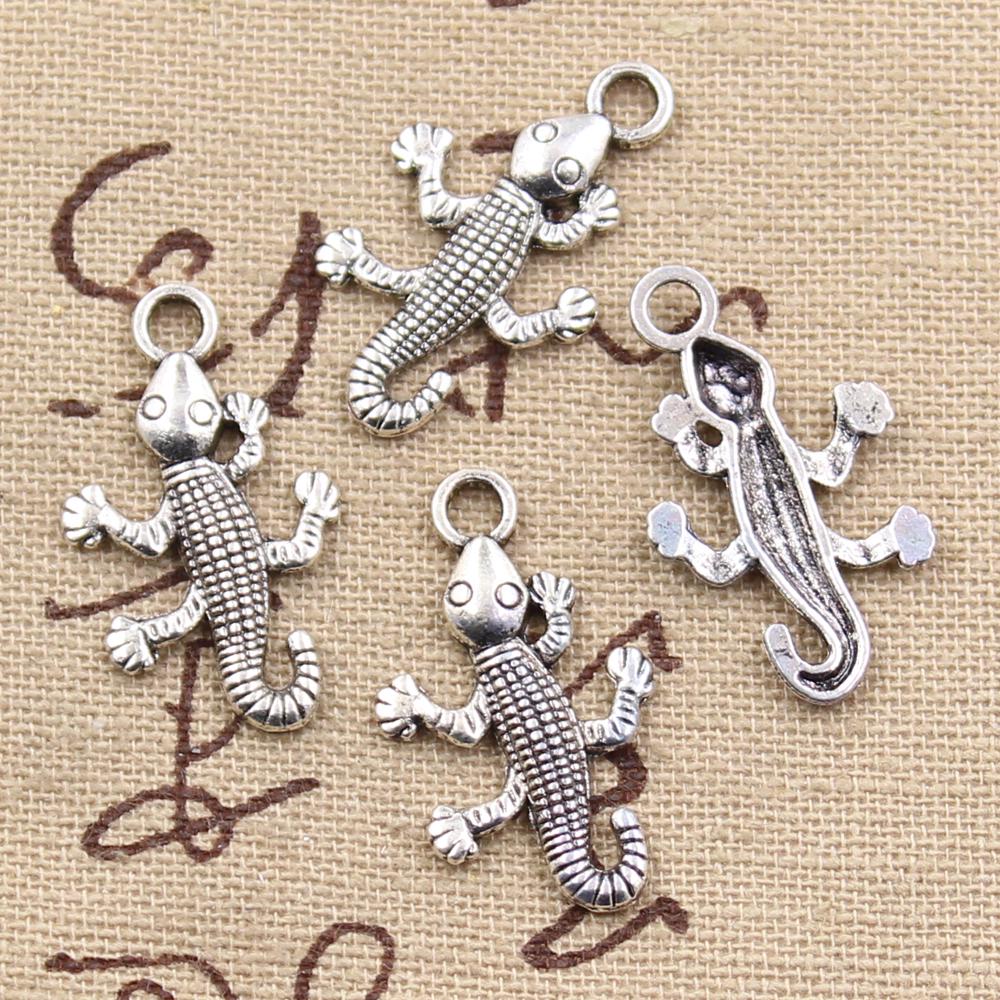 Buy Hroryn 20pcs Charms Gecko Lizard Tibetan Silver Pendants DIY ...