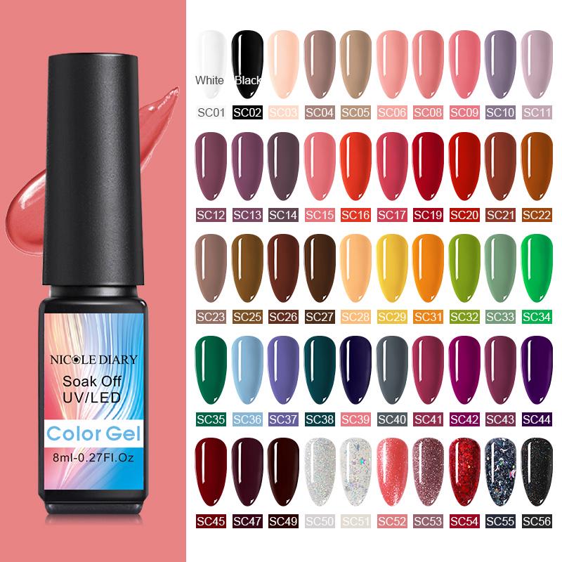 NICOLE DIARY 8ml colorat gel LED UV lampă paiete Matte Nail Gel de ...