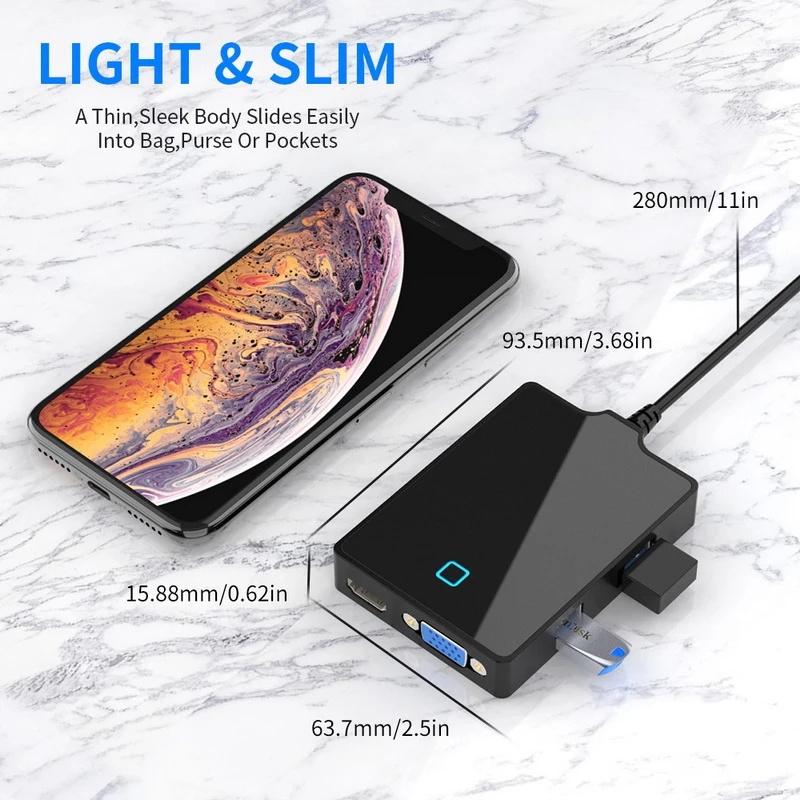7 In 1 Portable Laptop Phone Usb C Multiport PD Type-C To 4K HDMI ...