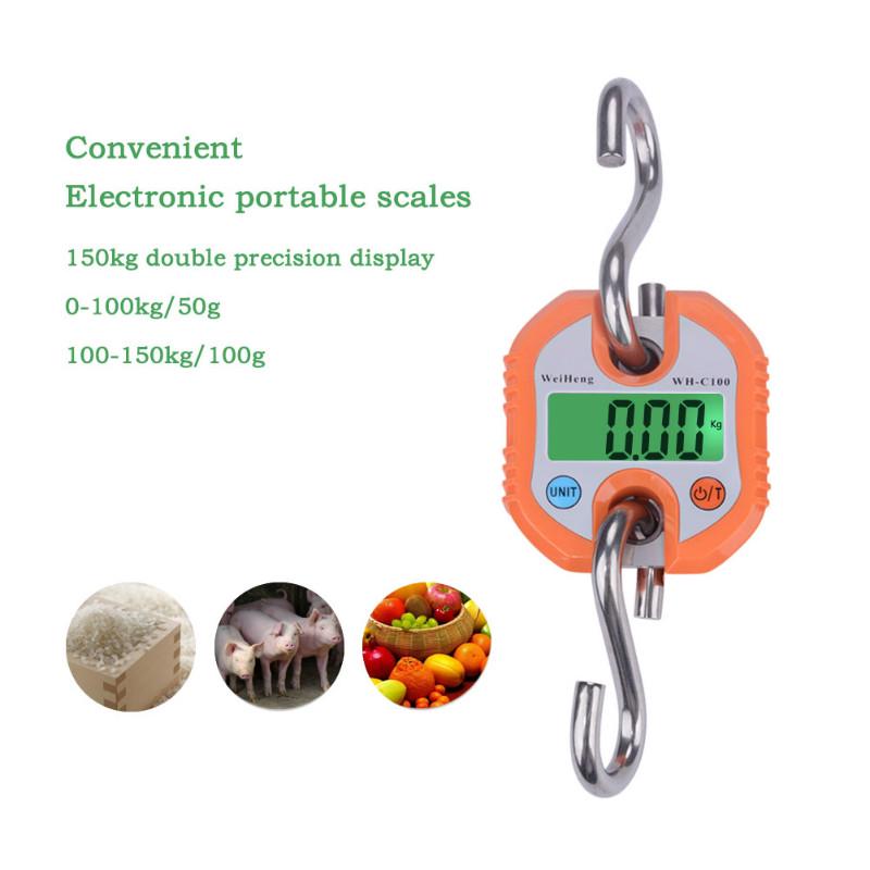 Buy 150kg 50g Mini Heavy Duty Electronic Digital Stainless Steel Hook ...
