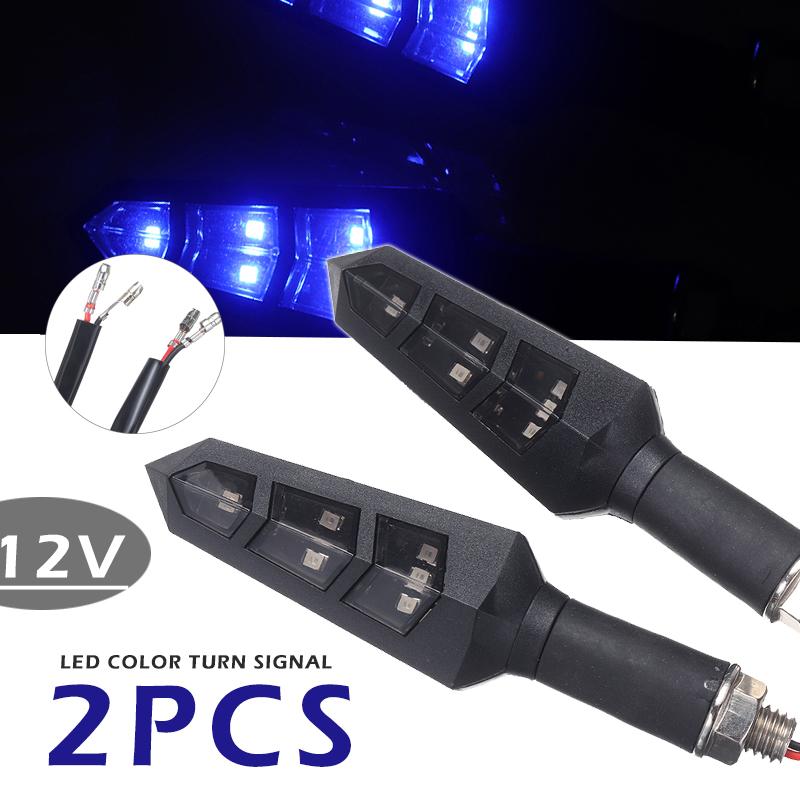 PDTO New 2pcs Universal Motorcycle LED Blue Turn Signal Light Indicator ...