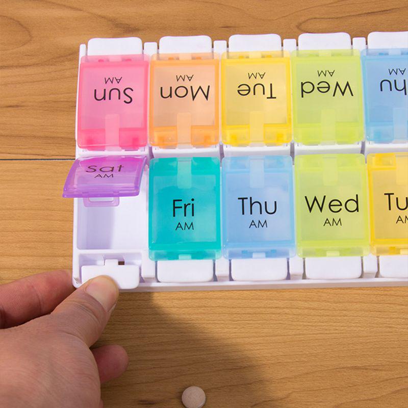 Buy 14 Grids Weekly Storage Pill 7 Day Medicine Tray Vitamin Tablet ...