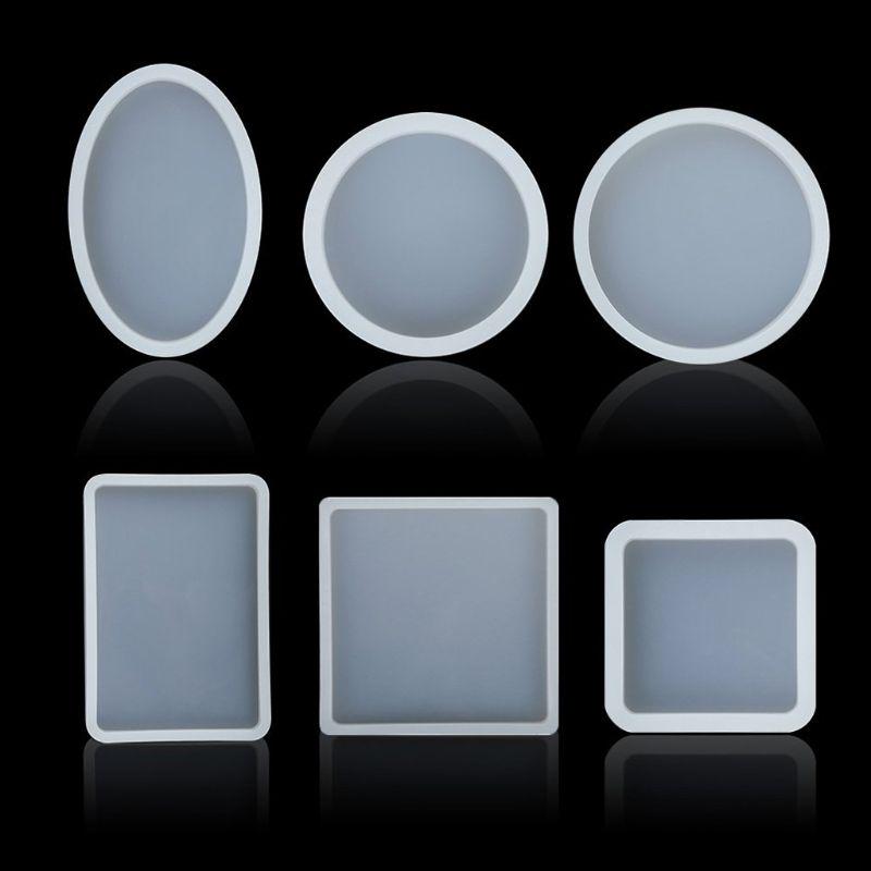 Buy 6 Pack Square Round Silicone Resin Jewelry Casting Molds Coaster ...