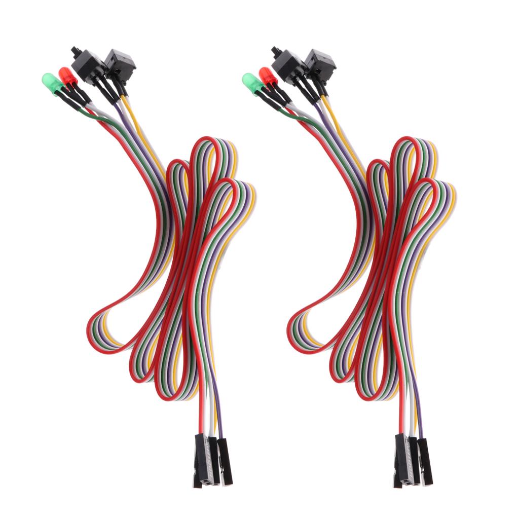 2x Computer Case LED Light Red Green Power Supply Reset Switch Cable ...
