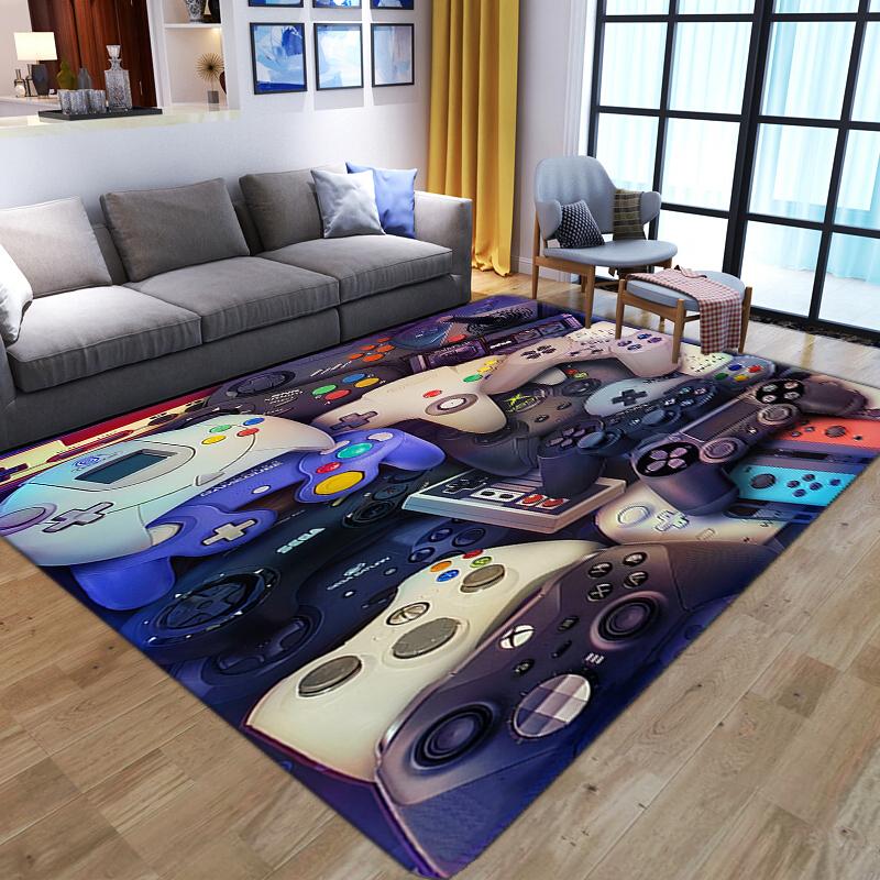 Buy Cartoon Kids Playing Area Rugs Game Controller Printed Carpets Anti ...