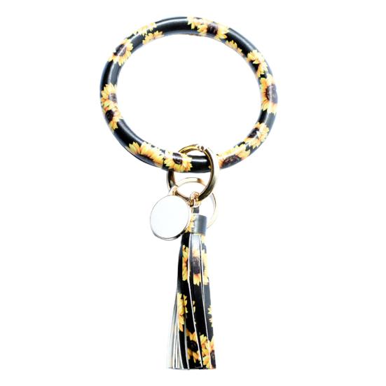 Cheap Lightweight Round Hoop Tassel Flower Print Key Rings Supply | Joom