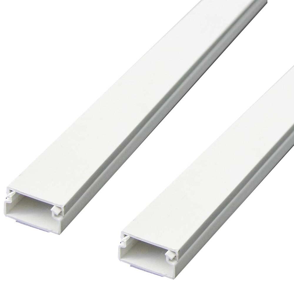 Buy Set 2 1mt Adhesive Electrical Cable Duct In White Plastic 20 X 10 ...