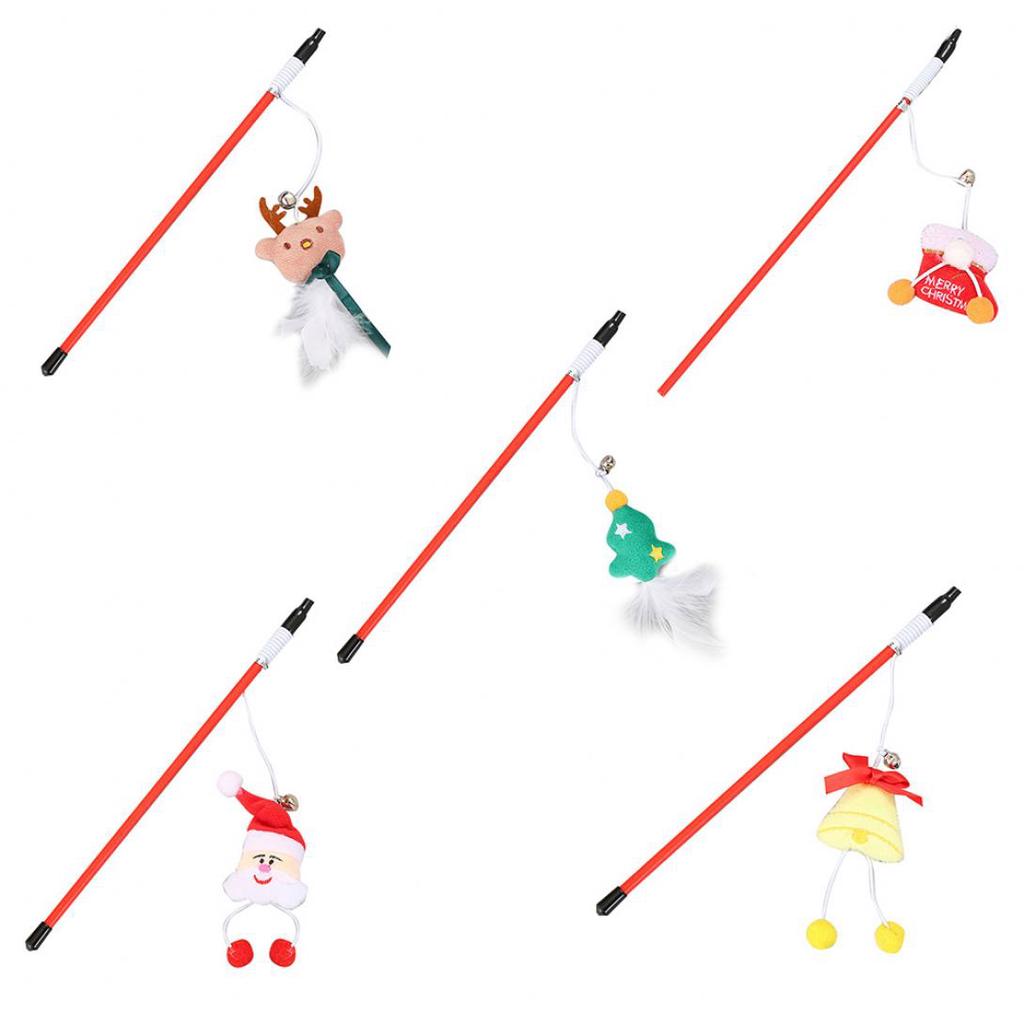 Buy LPS Christmas Tree Elk Bell Pet Cat Kitten Teaser Wand Stick Catch ...