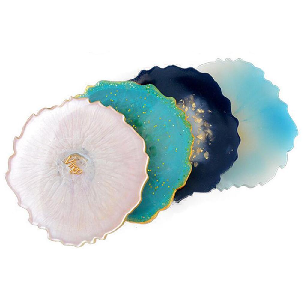 4Pcs Agate Geometry Coaster Epoxy Resin Mold Cup Mat Mug Pad Silicone ...