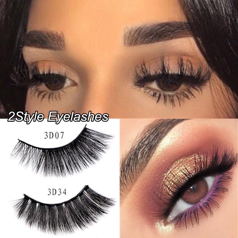 Buy 1 Pair Mink Hair False Eyelashes Thick Curled Full Strip Lashes ...