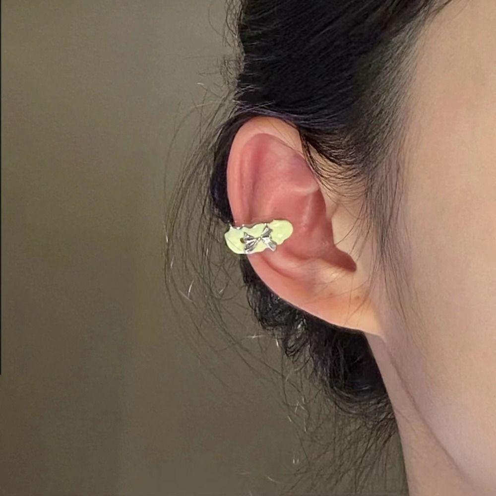 Cheap Simple Ear Clip Colorful Drip Glaze Earrings Minimalist Dopamine ...