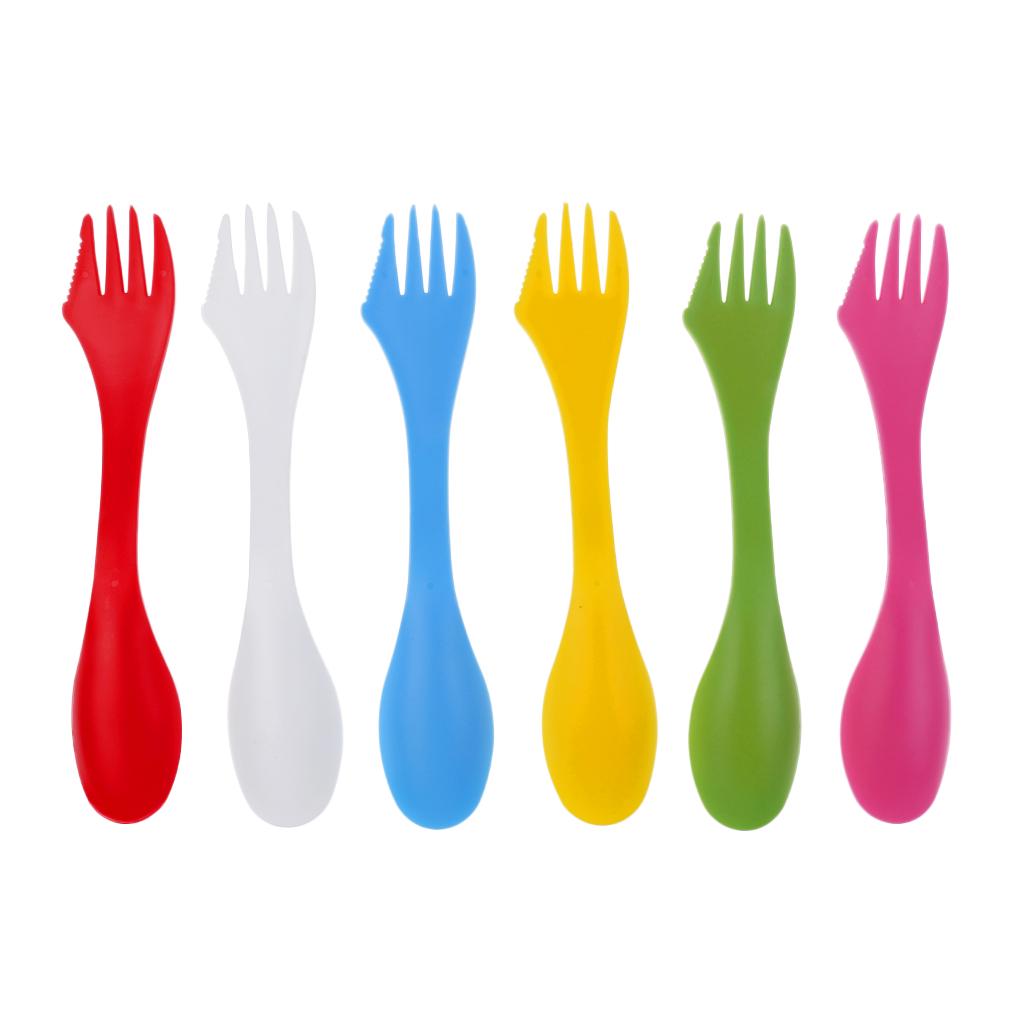Buy 6Pcs Portable Camping Hiking Spork Utensils Travel Spoon Fork Combo ...