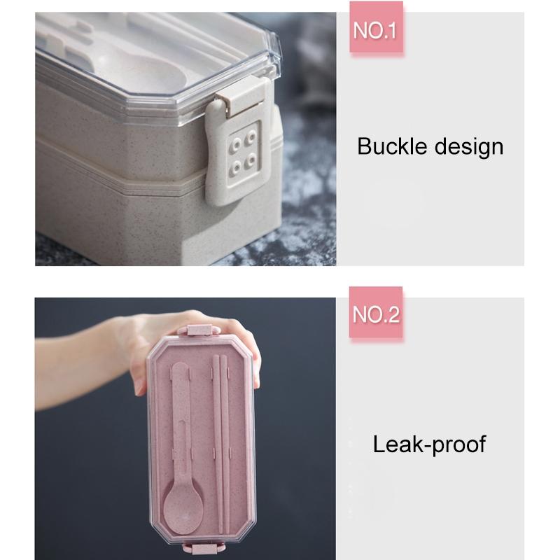 Kjøp Double-layer Lunch Box Plastic Microwaveable Student Lunch Box ...