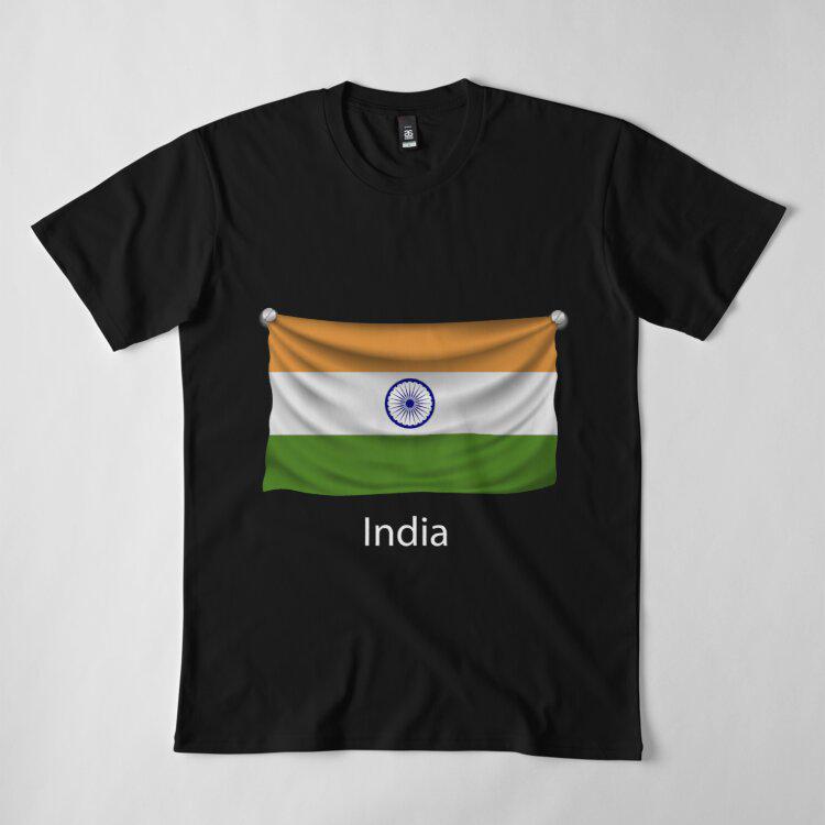 Buy Men's Premium T-shirt 200gsm Cotton Double Yarn Tees India Flag ...