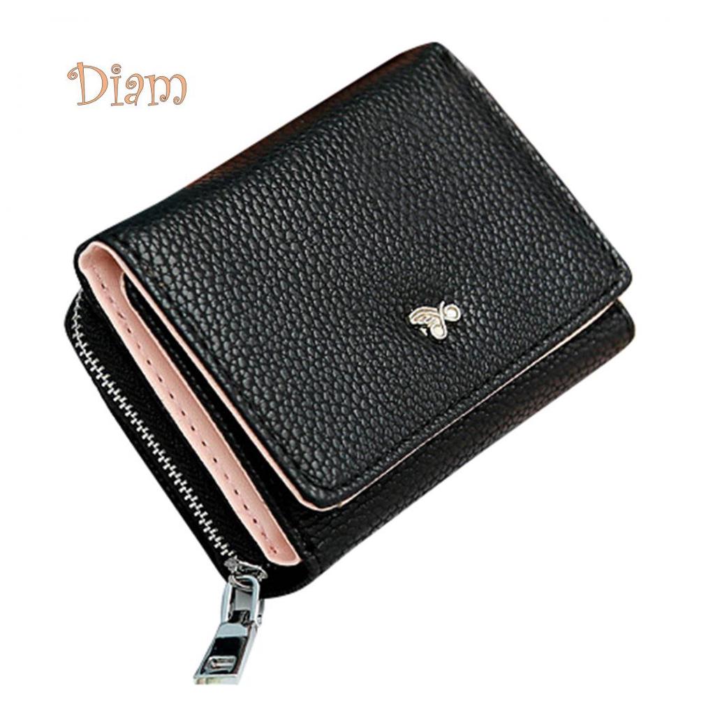 Buy Dilara Leather Solid Color Women Short Purse Card Cash Small Zipper ...
