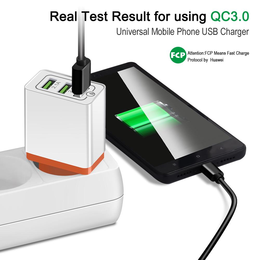 QC 3.0 Smart phone Adaptive Fast Charging 3 ports Universal Travel ...