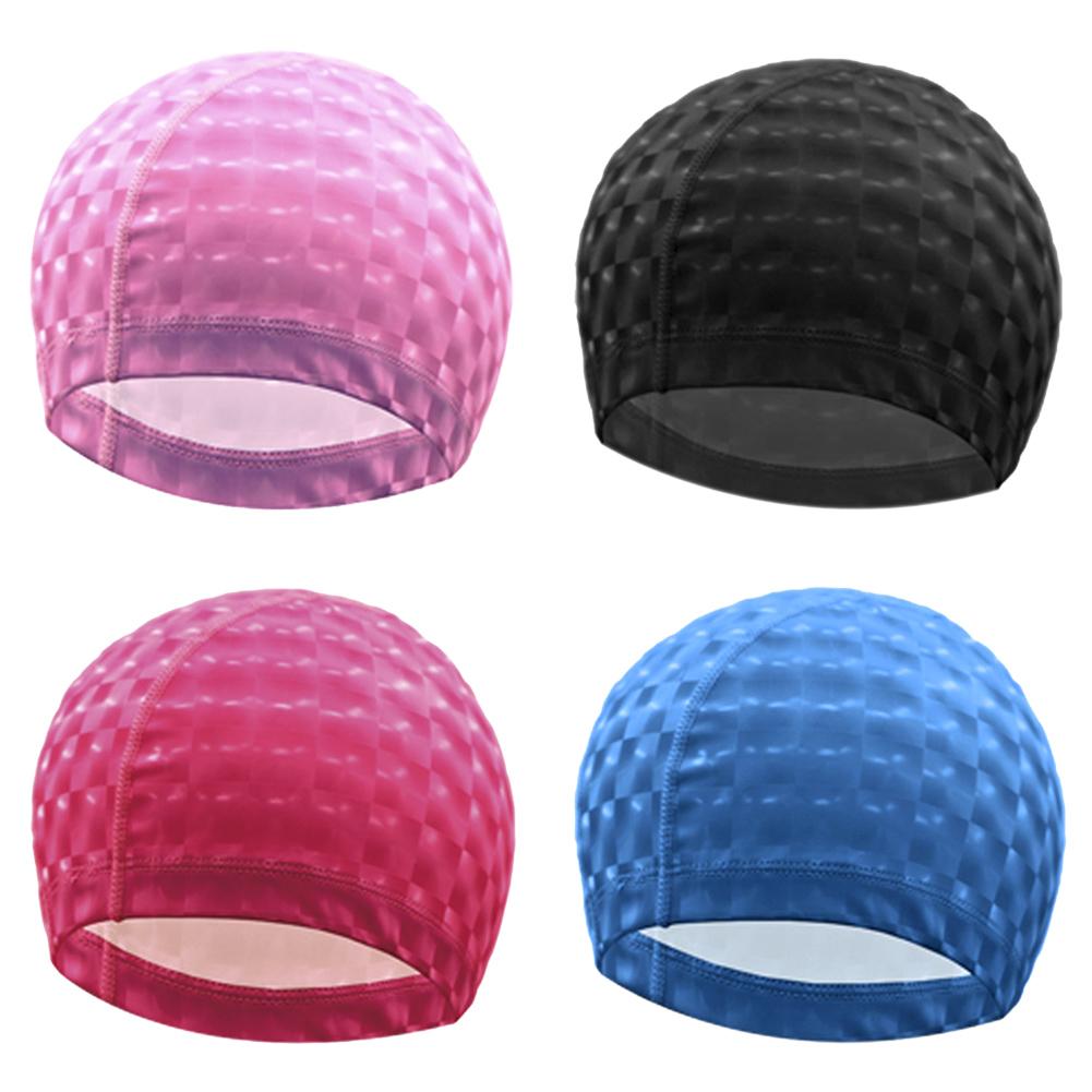 Swimming Cap PU Waterproof Protect Ears Long Hair Men Women Swim Pool ...