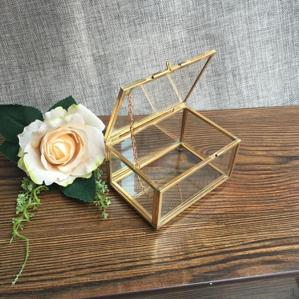 Buy Geometric Glass Jewelry Box Table Succulent Plants Container 10 x 7 ...