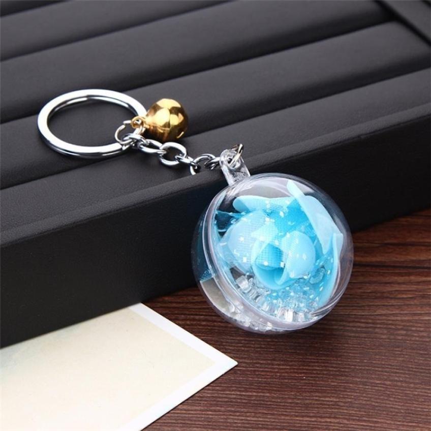 Buy 1Pcs Rose Flower Keychain Imitation Flower Bell Key Chain Keyring ...
