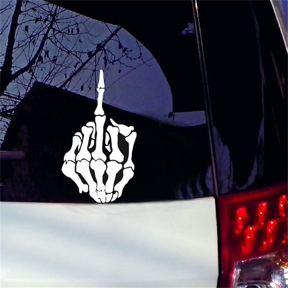 💰Kjøp Skeleton Hand Car Sticker Self Adhesive Middle Finger Gesture For ...