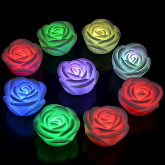 Buy 7 Colors Rose Flower LED Night Light Bedroom Gift Romantic Small ...