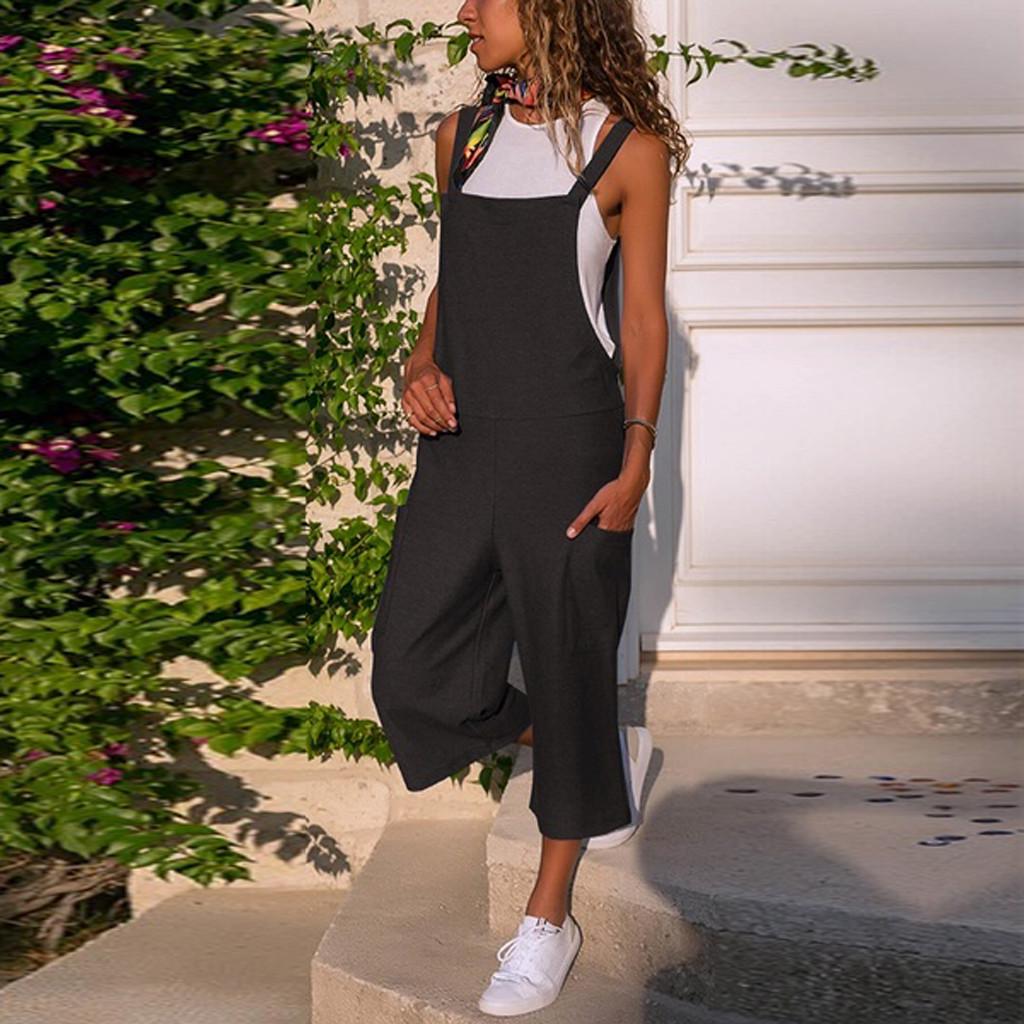 Buy Women Long Playsuit Party Jumpsuit Sleeveless Dungarees Loose ...