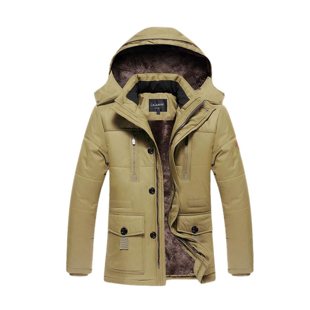Buy Padded Coat Men Wool Liner Coat Hooded Winter Warm Casual Outwear ...