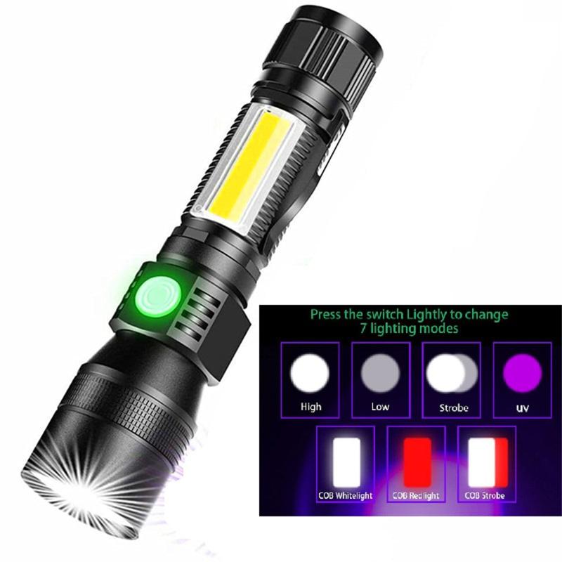 Portable Cob Flashlight 1800 Lumens 7 Levels Usb Rechargeable Ipx45 ...