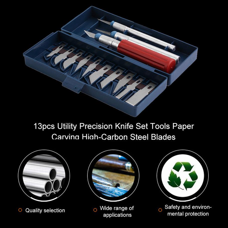 Buy 13pcs Utility Precision Knife Set Tools Paper Carving High-Carbon ...