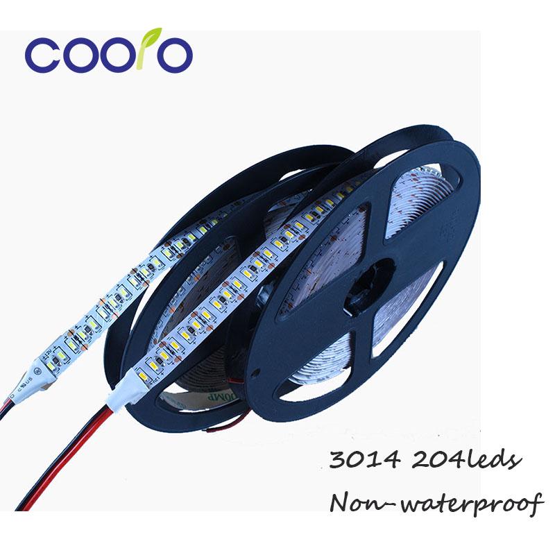 3014 LED Strip Super Bright 204leds/m No Waterproof Led Tape Light DC 12V Color 5m/lot uygun ...