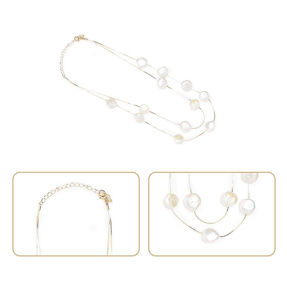 Buy Round Shell Double Layer Necklace Chain Lariat Chain Pendant ...