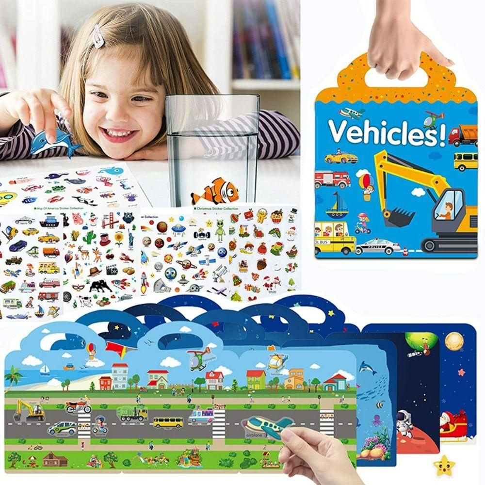 Scenarios Children's Sticker Book Reusable Sticker Book DIY Scene ...